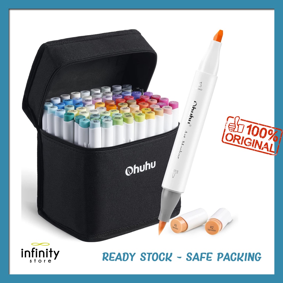 Jual Ohuhu sketch Marker Brush Tip Chisel & Brush double Tips Honolulu ...
