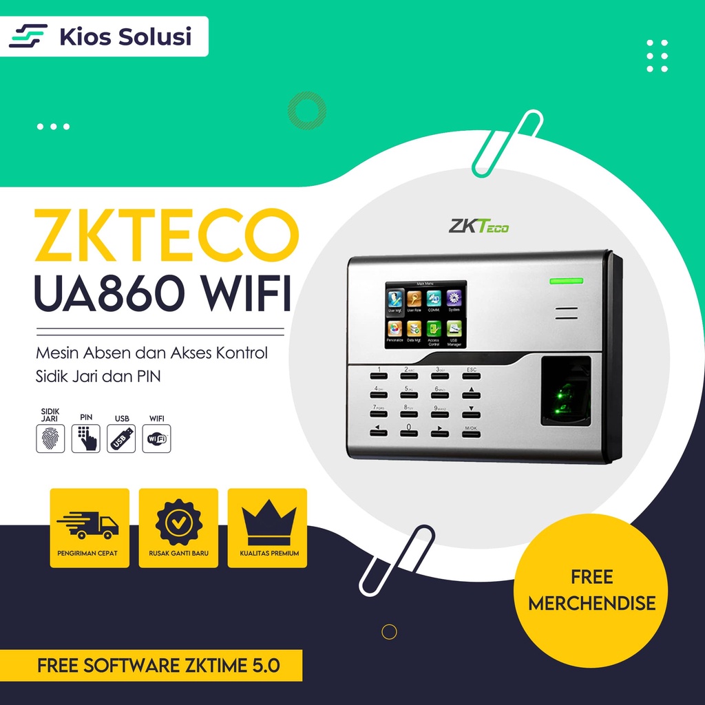 Jual Mesin Absensi Sidik Jari ZKTECO UA860 | Akses Kontrol | Access Control | Wifi | PIN | Sidik ...