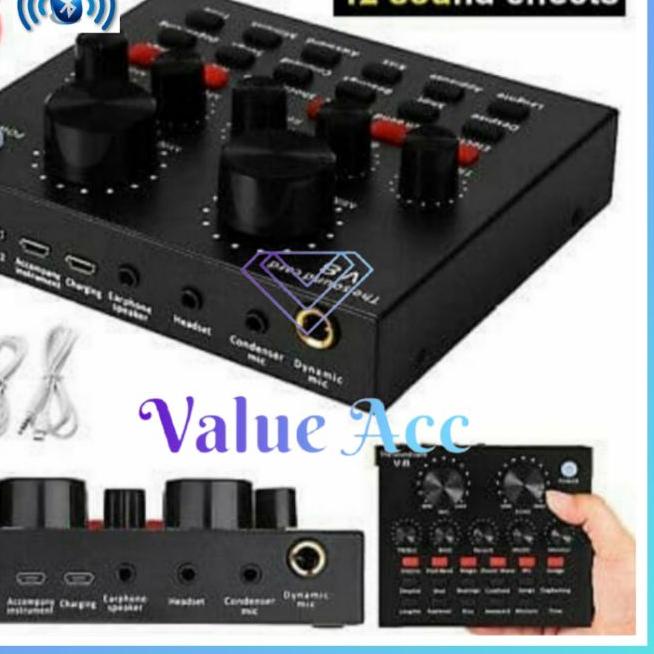 Jual ♣ Sound Card V8 Bluetooth sound card V8 Singing Live Sound Card ...