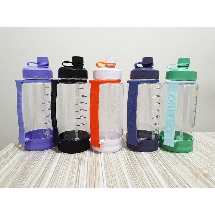 Jual Botol Minum Courage Botol Air 2L Tumbler Sedotan Besar 2 Liter ...