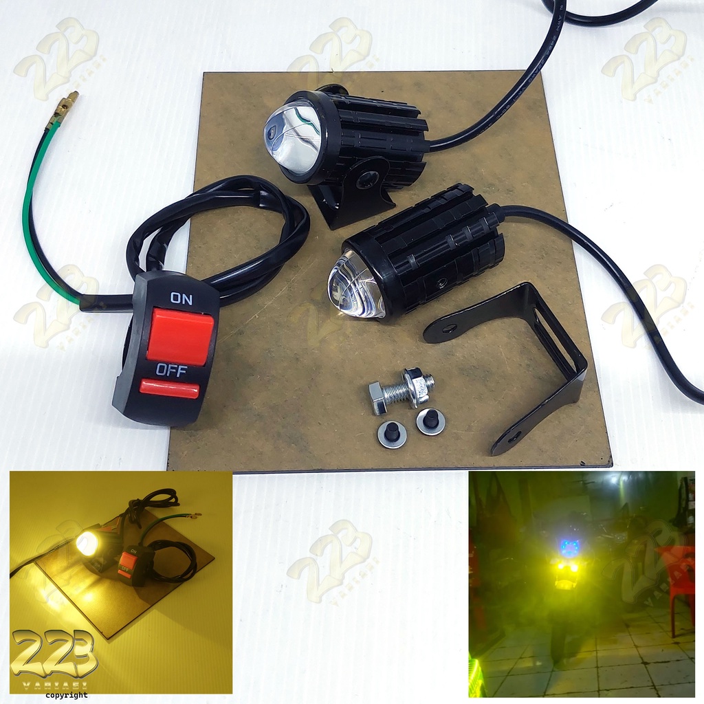 Jual 2 PCS Lampu tembak Laser LED D2 mini 2 warna High low putih kuning ...