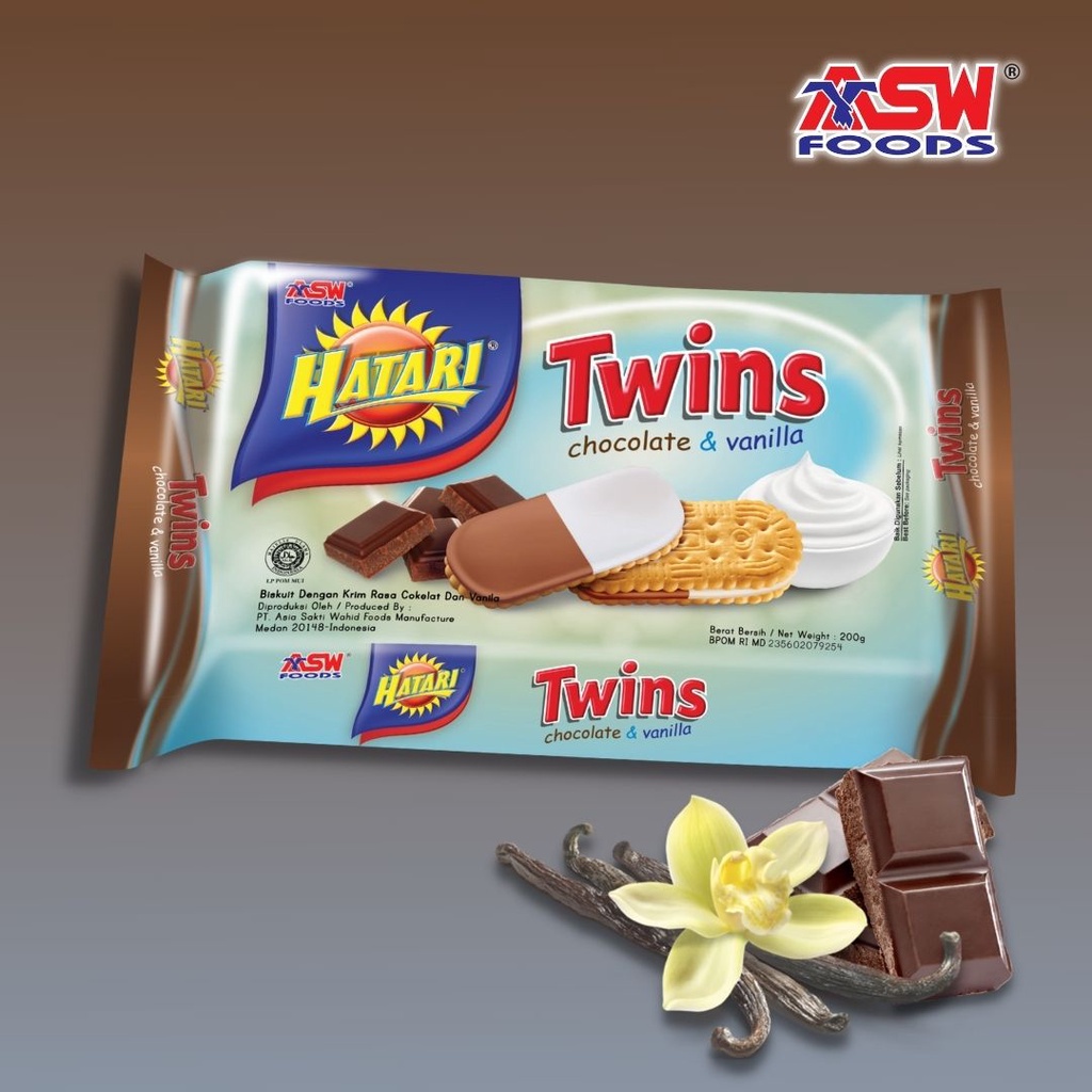 Jual Hatari Twins Chocolate & Vanilla Biscuit 190gr / Biskuit Coklat ...