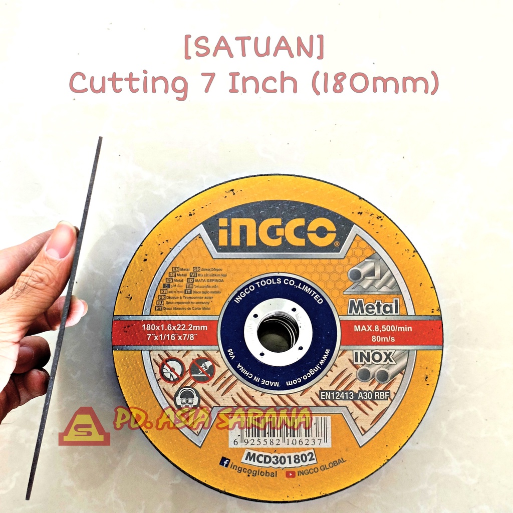 Jual Mata Cutting Gerinda 7" Inch INGCO MCD301802 Disc Batu Potong Besi ...
