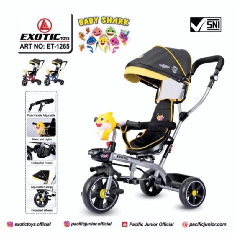 Jual Sepeda Anak Roda 3 Tricycle EXOTIC ET 1265 BABY SHARK Music Dan ...