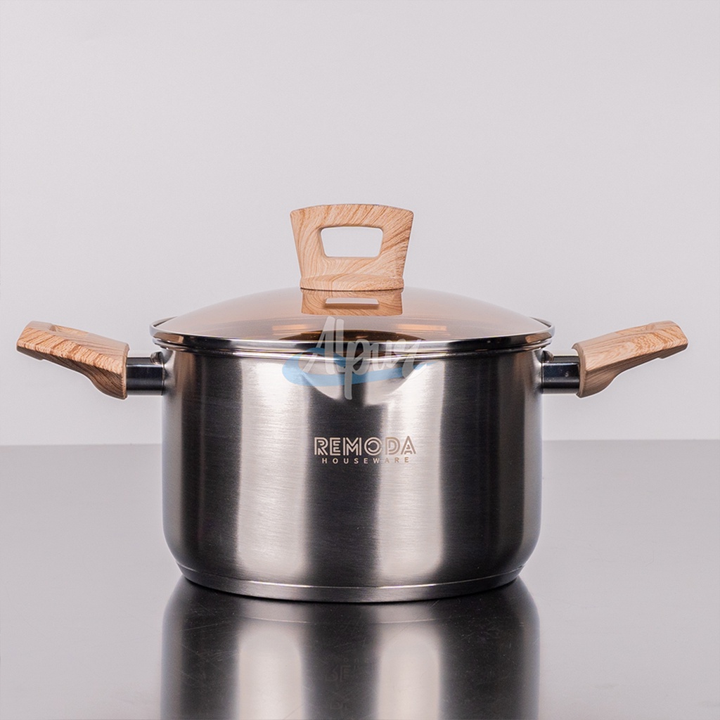 Jual Remoda Soup Pot Panci Sup 20-24cm Stainless Steel SUS304 Black ...