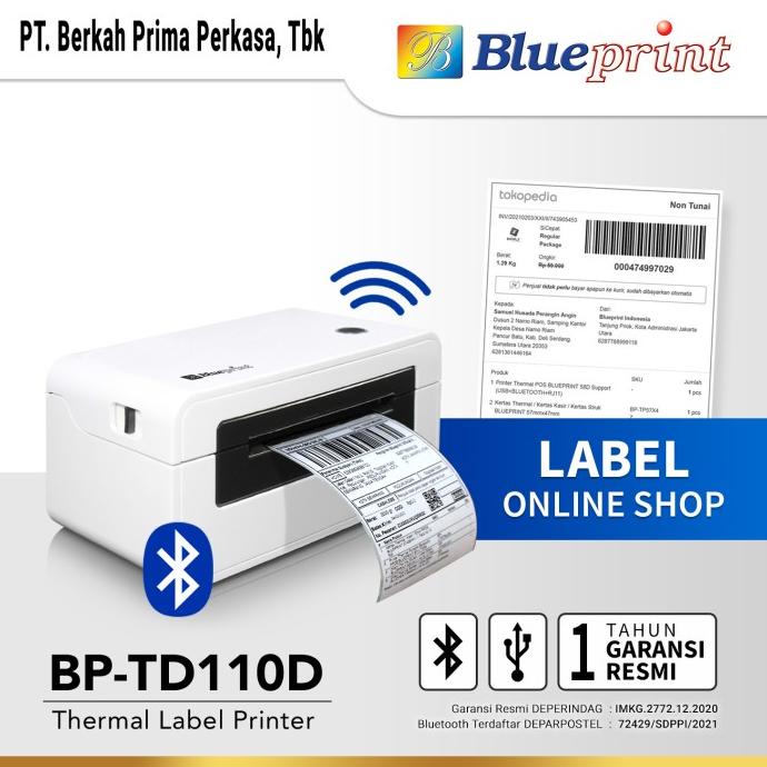 Jual Printer Barcode Thermal/Label Resi A6 BLUEPRINT TD110D USB+Bluetooth | Shopee Indonesia