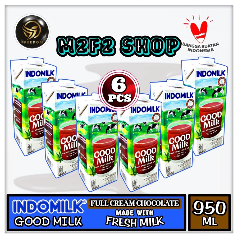 Jual Susu Indomilk Good Milk Kotak UHT Full Cream Cokelat - 950 ml (Kemasan 6 Pcs) | Shopee ...