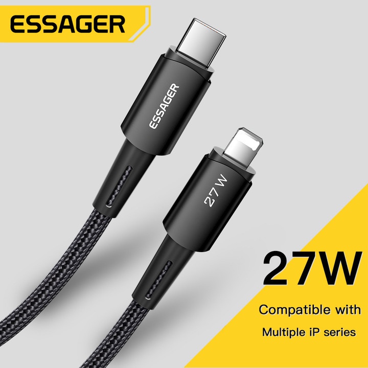 Jual Essager Kabel Data Pengisian Cepat 20W/27W PD USB C ke L Untuk Ponsel Kabel Jalinan 480Mbps ...