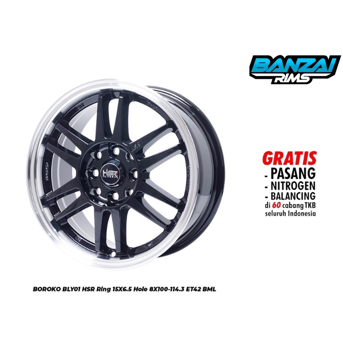 Jual velg mobil racing jazz yaris boroko bly01 ring 15 warna black lips | Shopee Indonesia