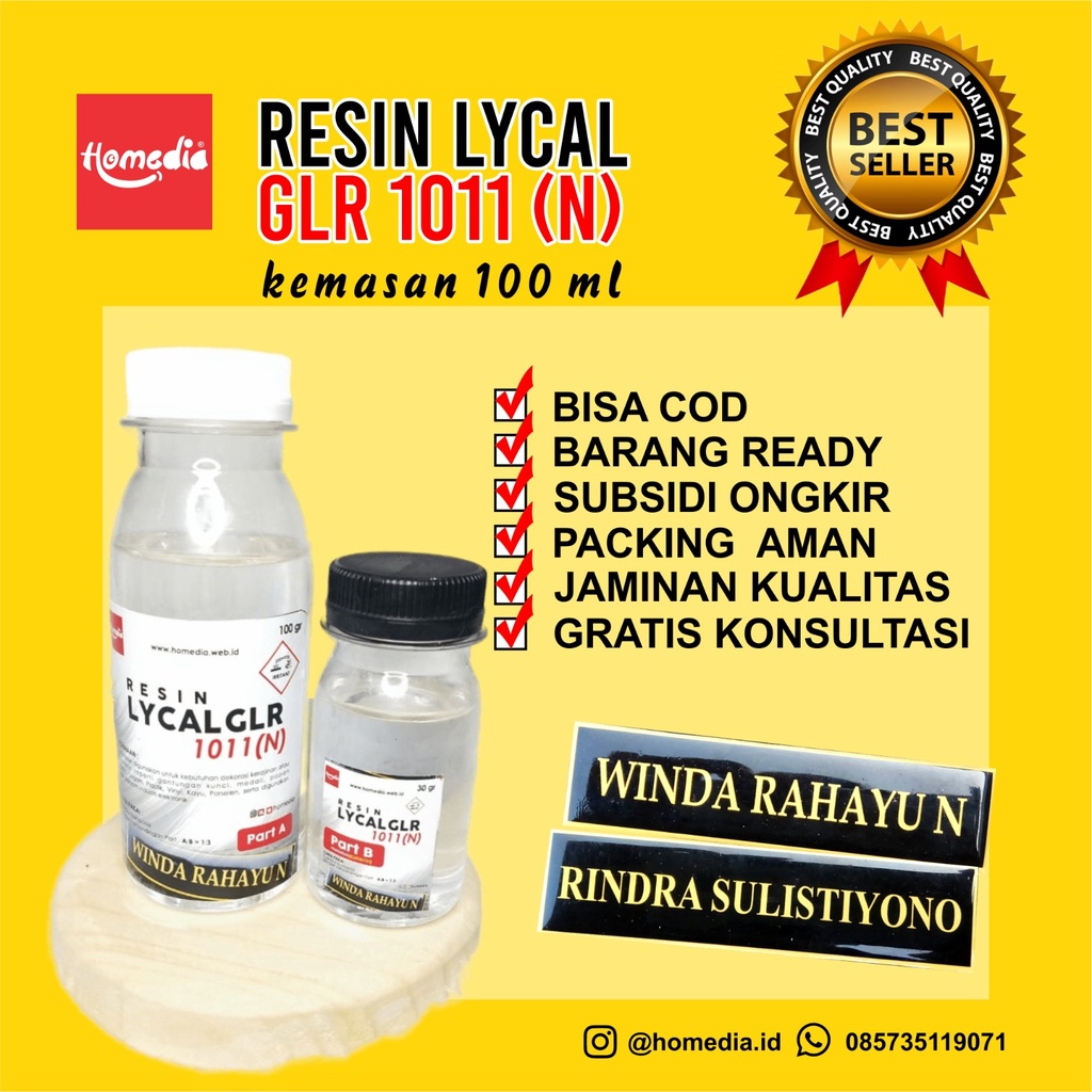 Jual Resin Lycal Lical Bening Lentur 1011 Name Tag Papan Nama 100 ml ...