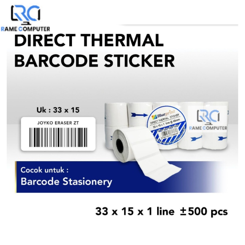 Jual 10 roll Dts 33x15x1 line Direct thermal barcode sticker 33x15 x1 ...