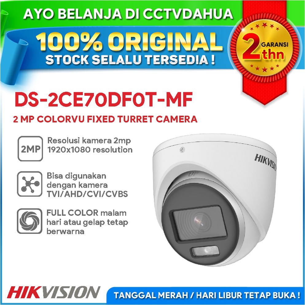 Jual HIKVISION DS-2CE70DF0T-MF 2MP COLORVU TURBO HD FIXED TURRET CAMERA ...