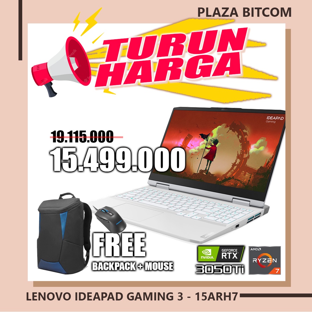Jual PROMO Lenovo Ideapad GAMING 3 15-ARH7 R7-6800H 8G 512G RTX 3050 Ti ...