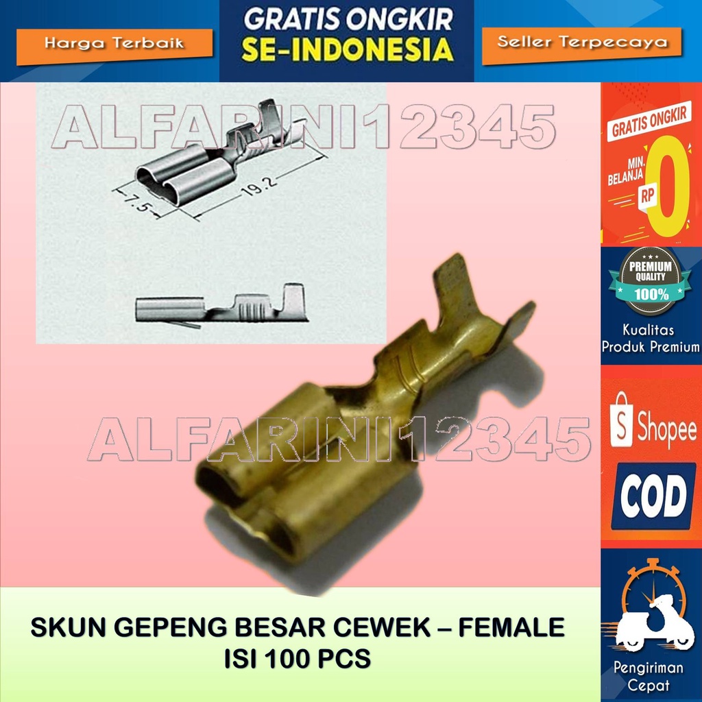 Jual Skun gepeng besar isi 100 pcs skun kabel gepeng - Skun Gepeng ...