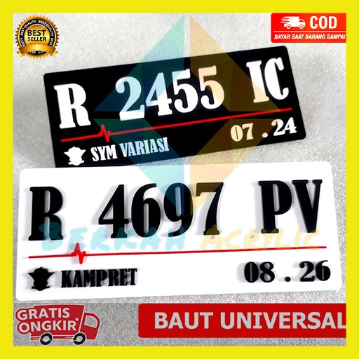Jual Plat Motor Timbul Akrilik Baut Universal / Plat Nomor Motor Baut ...