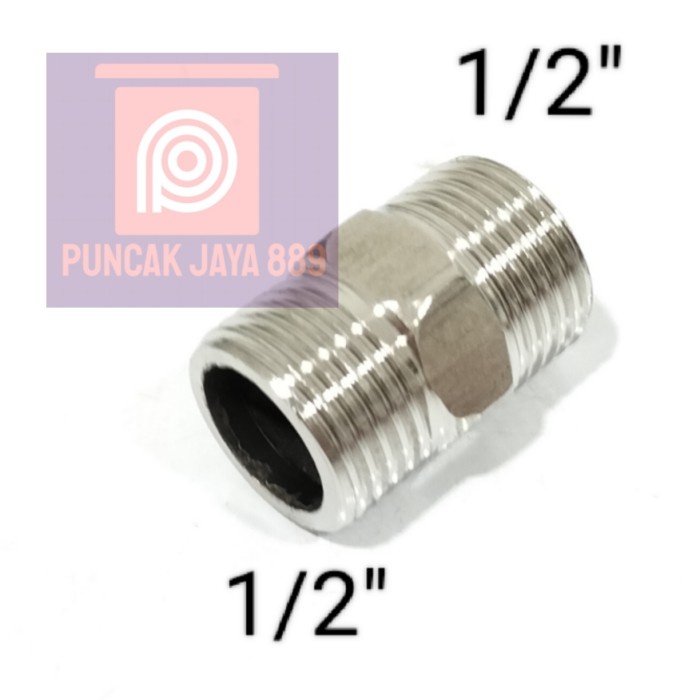 Jual Double Nepel 1/2" Stainless steel Nepel Drat Luar (G7229) | Shopee Indonesia