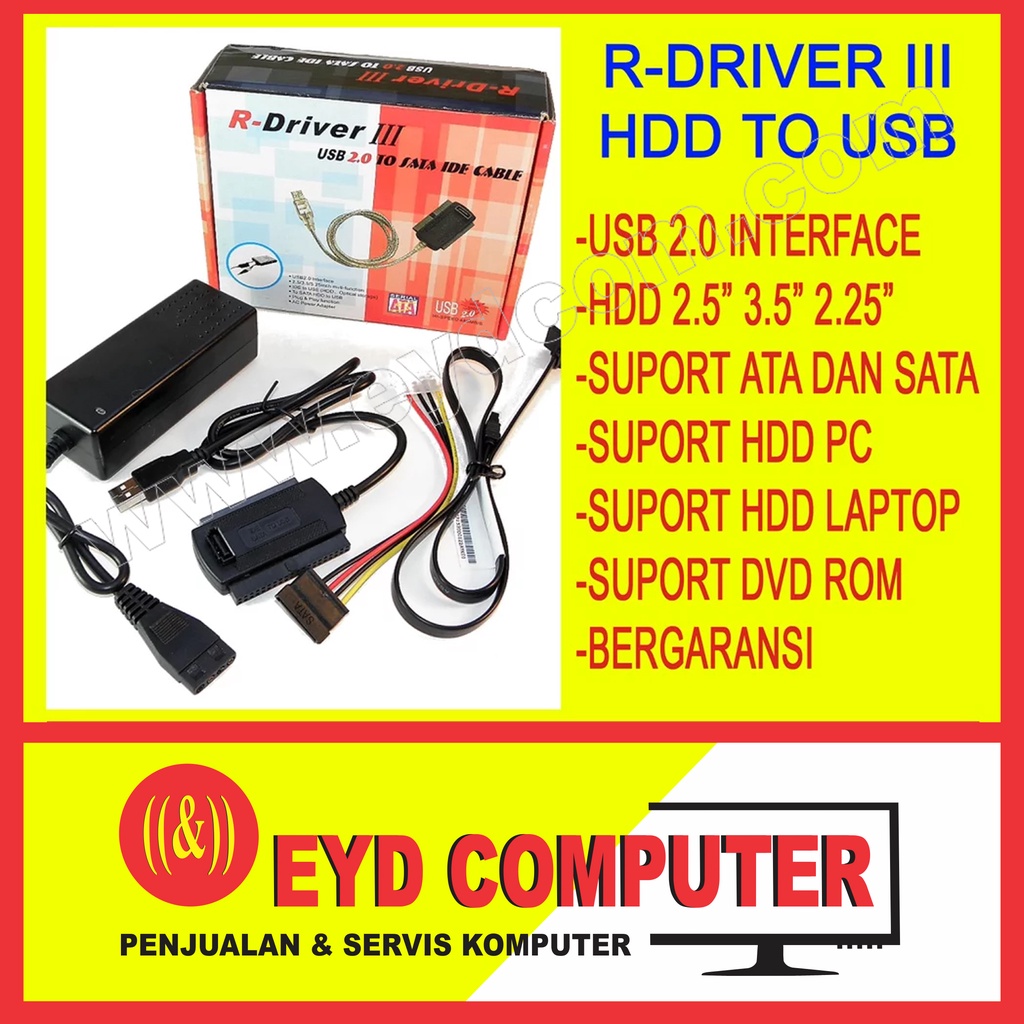 Jual R - DRIVER III USB TO SATA IDE CABLE CONVERTER KABEL UNTUK HARDISK ...
