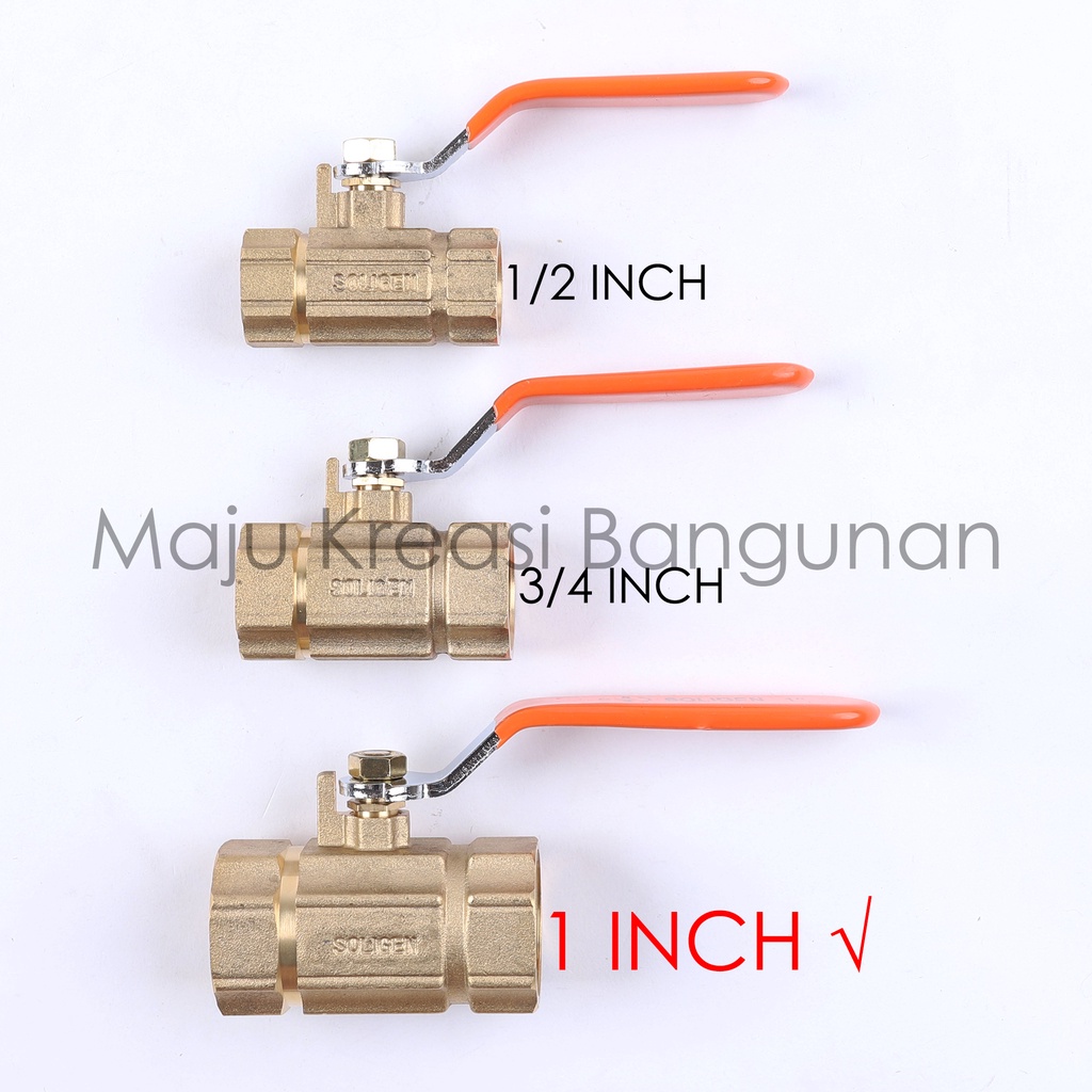 Jual Ball Valve Kuningan SOLIGEN / Stop Kran Keran Air 1" 1Inch 1Inci Inch Inci | Shopee Indonesia