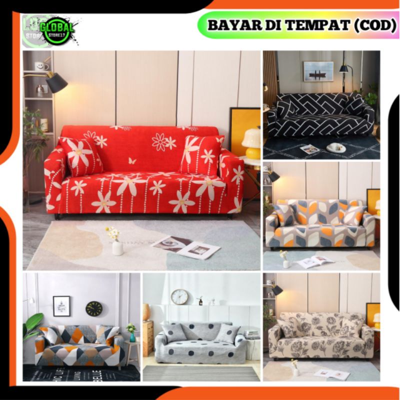 Jual Cover Sofa Bed ELASTIS 1 2 3 4 Seater Pelindung Siku Sudut L ...