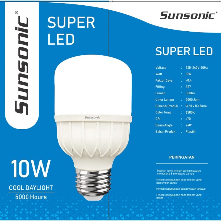 Jual Sunsonic Lampu LED Capsule 10 Watt E27 Super LED New Product ...