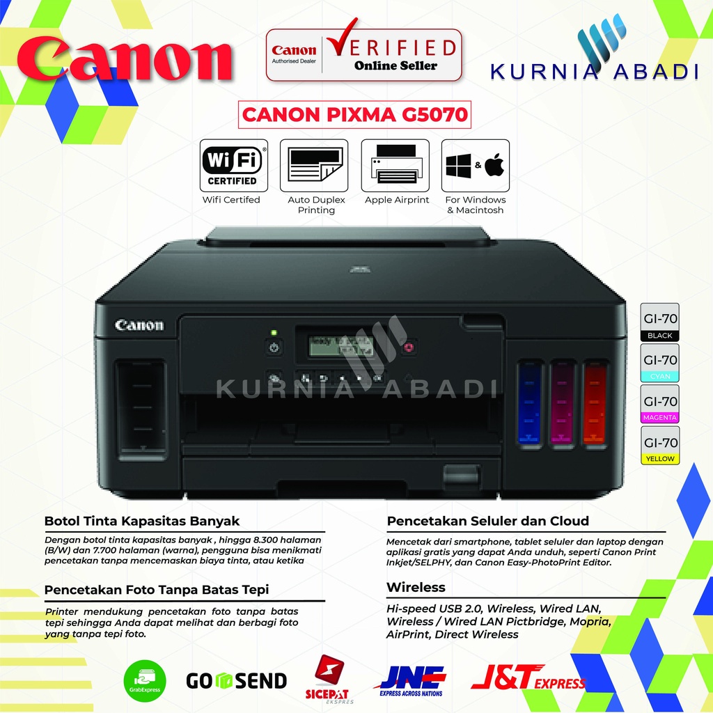 Jual Printer Canon PIXMA G5070 Ink Tank Print Wireless | Shopee Indonesia
