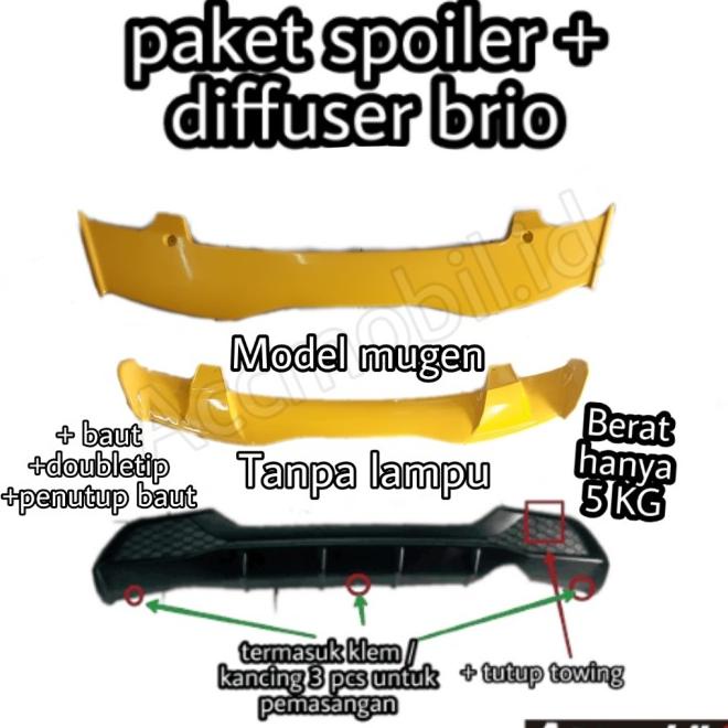 Jual Paket Spoiler Brio Mugen Dan Diffuser Brio Satya Rs Plastik ...