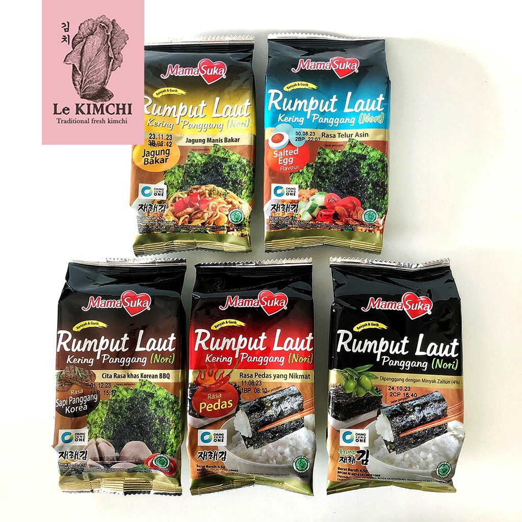 Jual MamaSuka Snack Rumput Laut Nori All Varian Seaweed 4,5g rumput ...