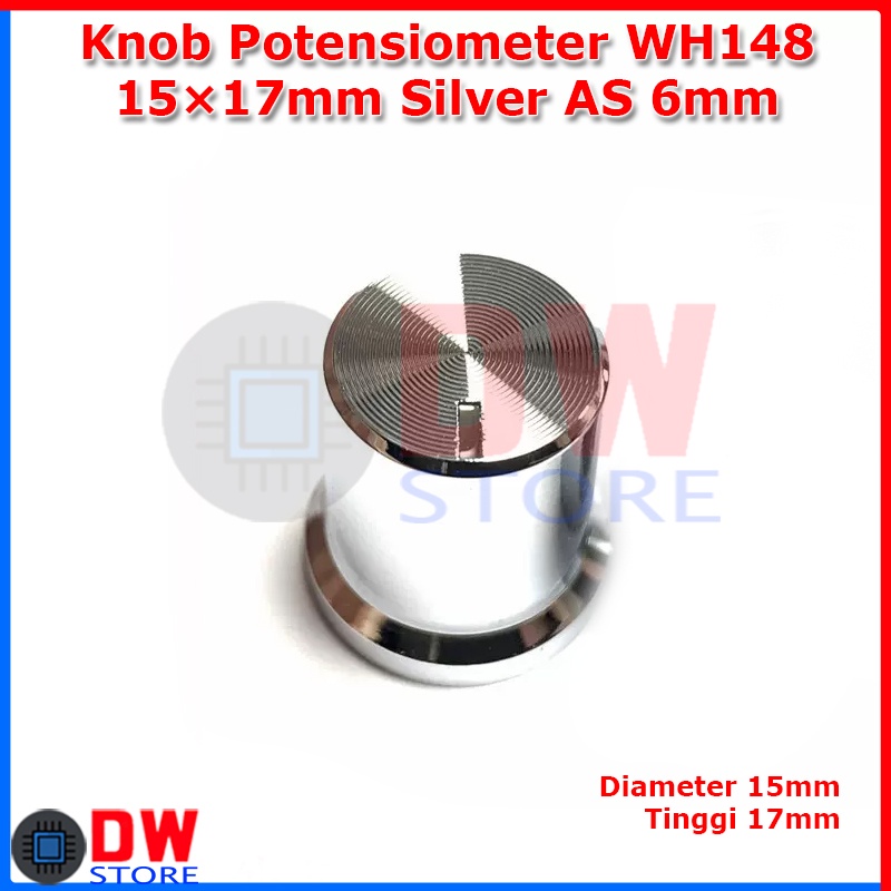 Jual Knob Potensio Tutup Knop Potensiometer Diameter 15x17 mm Silver ...