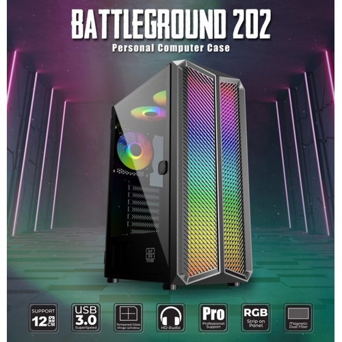 Jual Simbadda Battleground 202 RGB Gaming CPU Case Tempered Glass ...