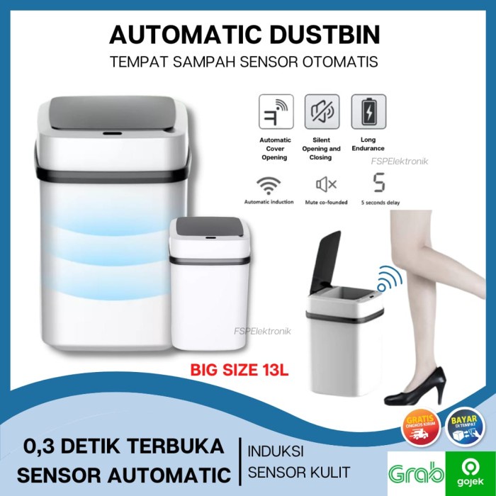 Jual Tempat Tempat Sampah Sensor Otomatis 13L Smart Touch Trash Bin Electric | Shopee Indonesia