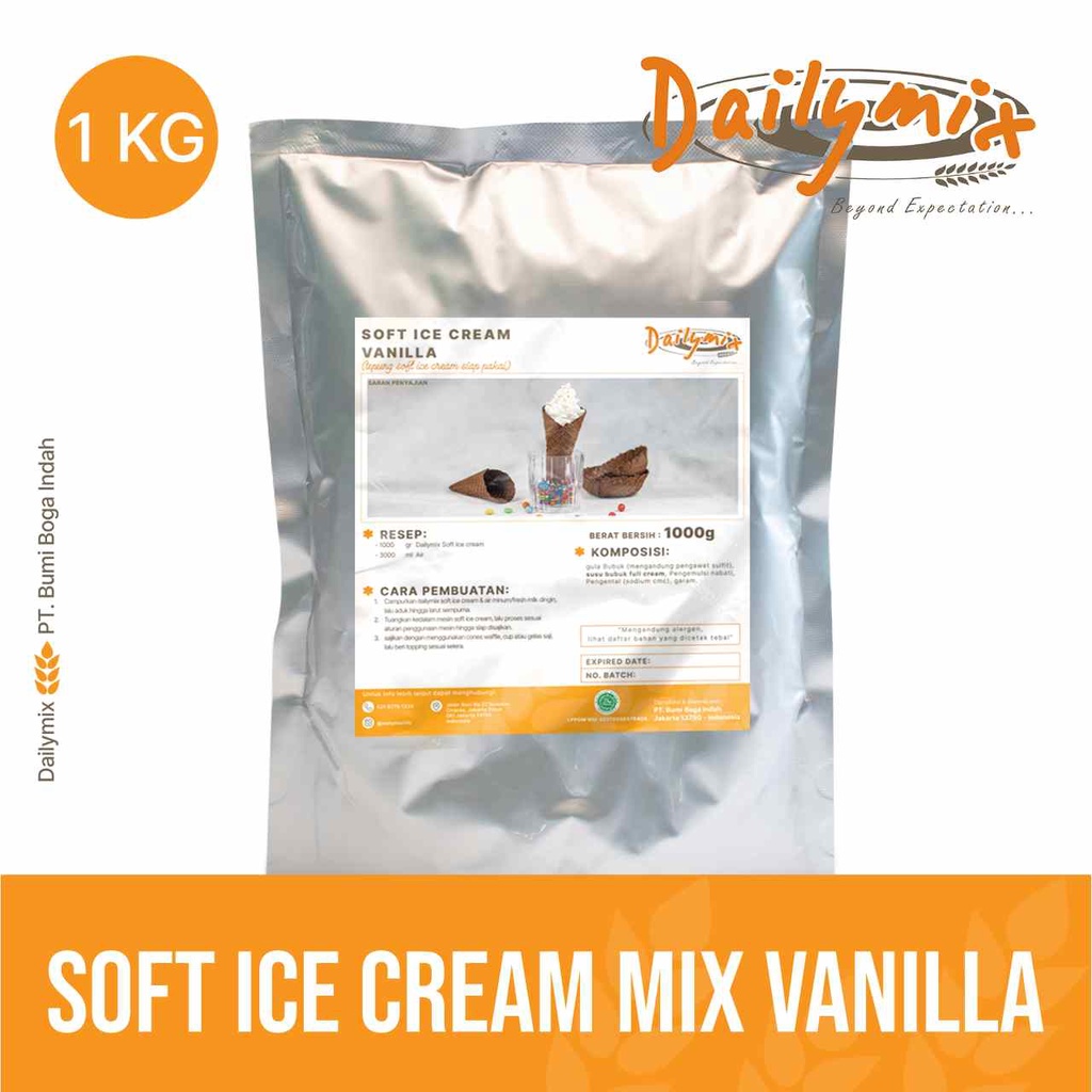 Jual ( Dailymix) Soft Ice Cream Vanilla Instant Mix / Ice Cream Powder ...