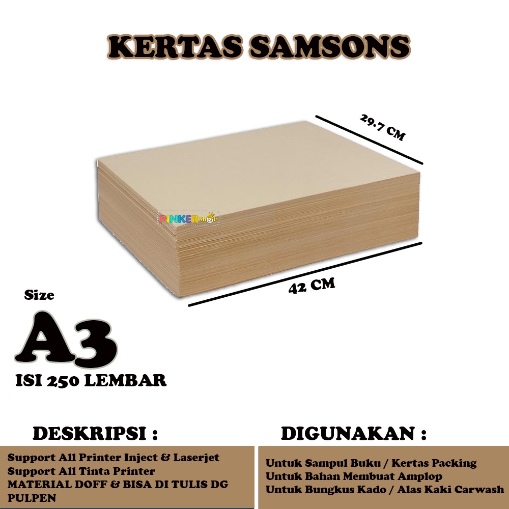 Jual Kertas Samson A3 isi 250 lembar / Kertas Coklat A3 / Kertas A3 ...