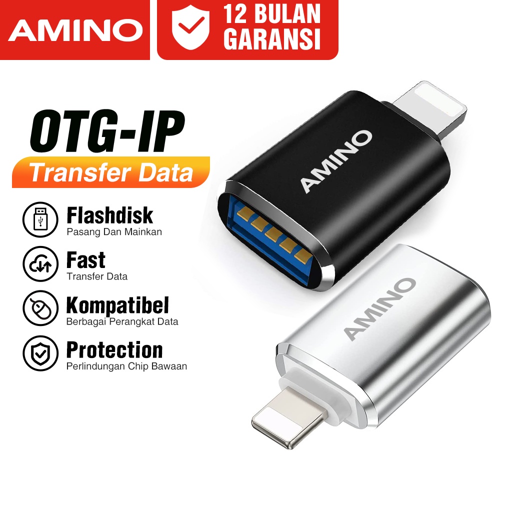 Jual AMINO Mini OTG USB TO L Adapter Converter USB 3.0 Plug Play Flashdisk Data untuk Iphone X ...