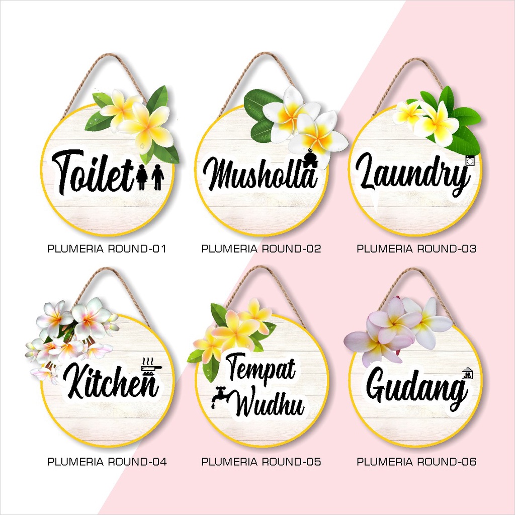 Jual Prima Shabby Hiasan Pajangan Dinding Walldecor Poster Kayu Plumeria Round Toilet Musholla ...