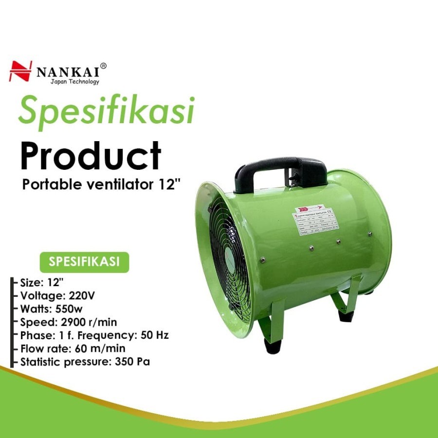 Jual Portable Ventilator/Kipas Angin/Blower/Exhaust 12" inch NANKAI ...