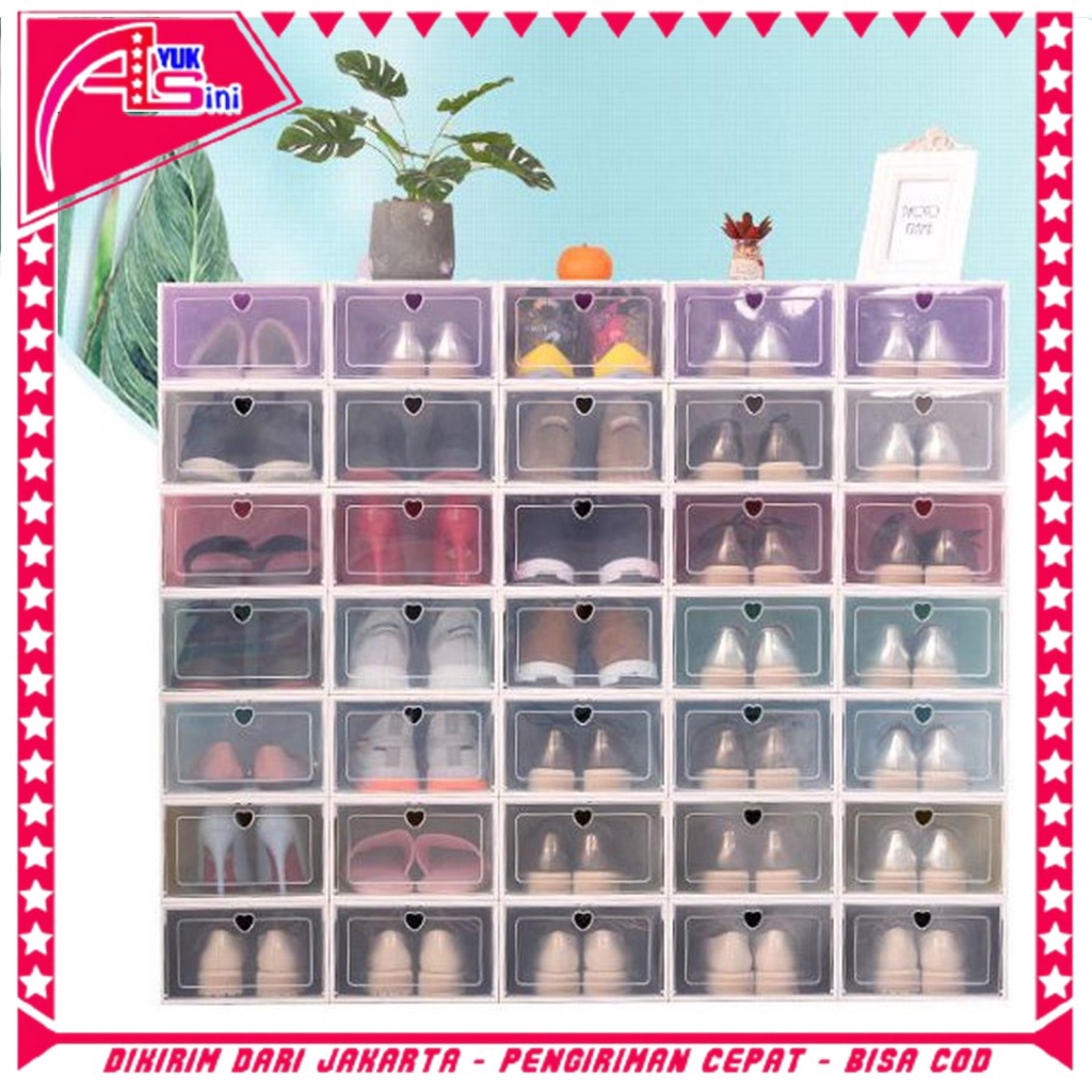 Jual AS Kotak Sepatu Transparan Susun Model Laci / Rak Plastik Sepatu ...