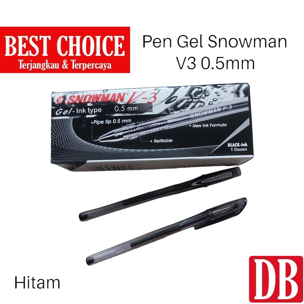 Jual Gel Pen / Ballpoint / Pulpen Snowman V3 0.5 mm Hitam | Shopee ...