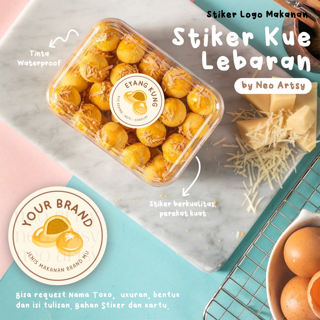 Jual Stiker Kue Lebaran / Stiker Logo Online Shop / Stiker Kemasan Kue ...