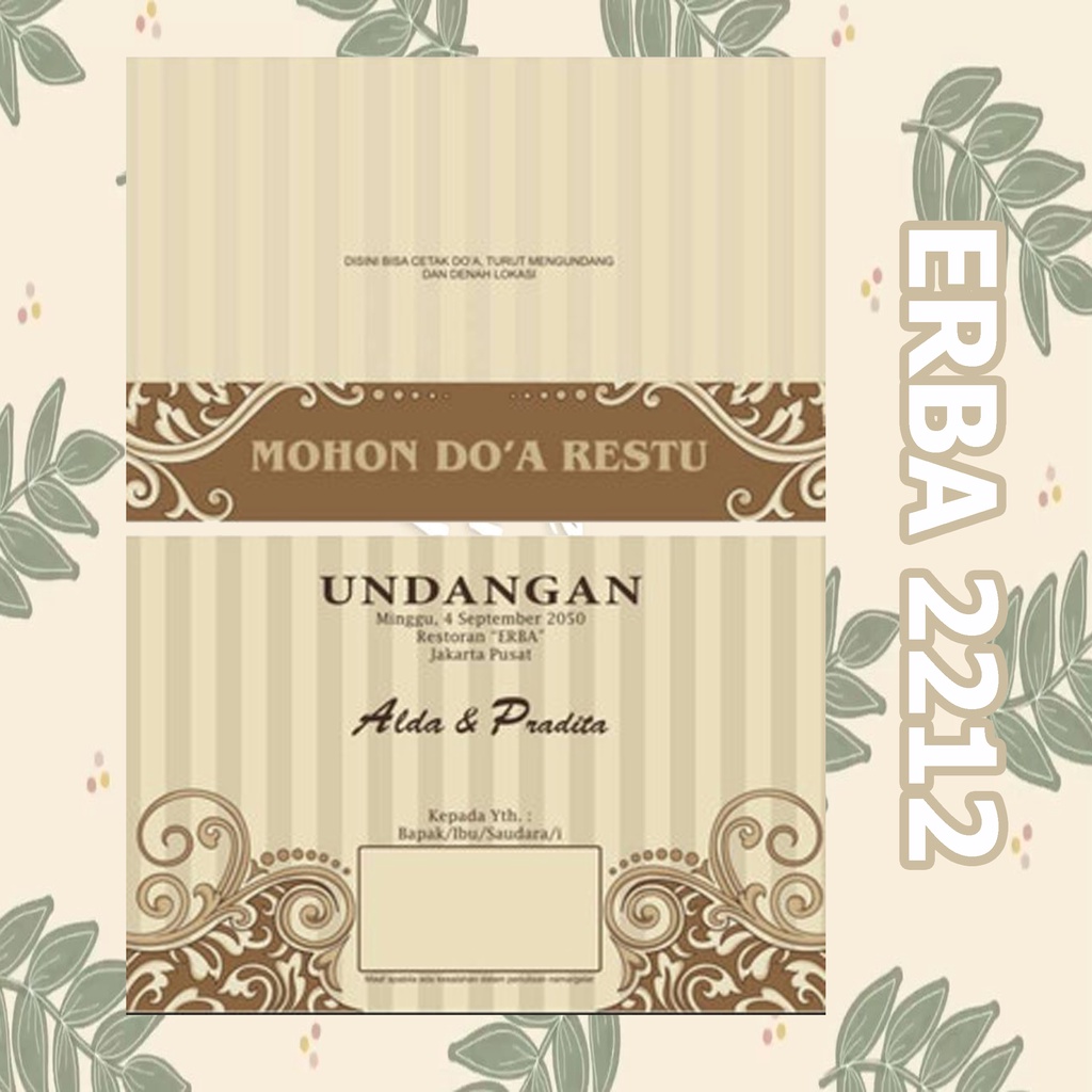 Jual Blangko Undangan Pernikahan ERA BARU / ERBA 2212 COVER HARGA MURAH ...