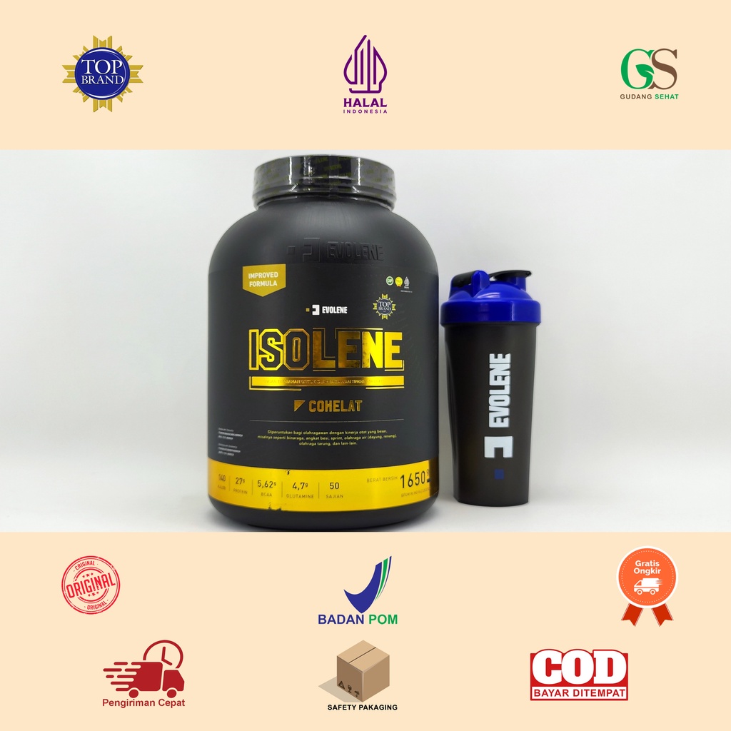 Jual Manado Evolene ISOLENE 50 sachet Whey Protein Isolate Free Shaker ...