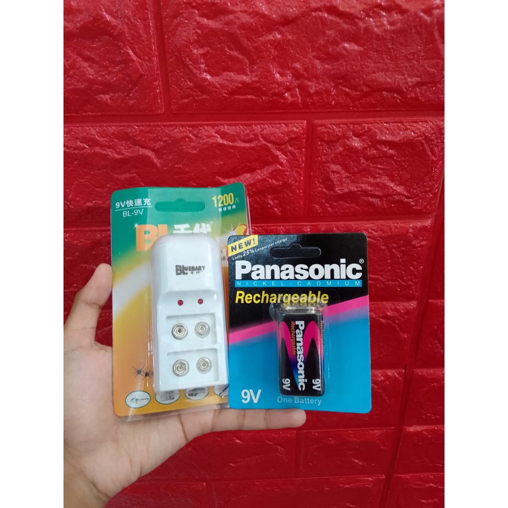 Jual PAKET Charger BL09v + Baterai Kotak 9v Panasonic Rechargeable | Shopee Indonesia