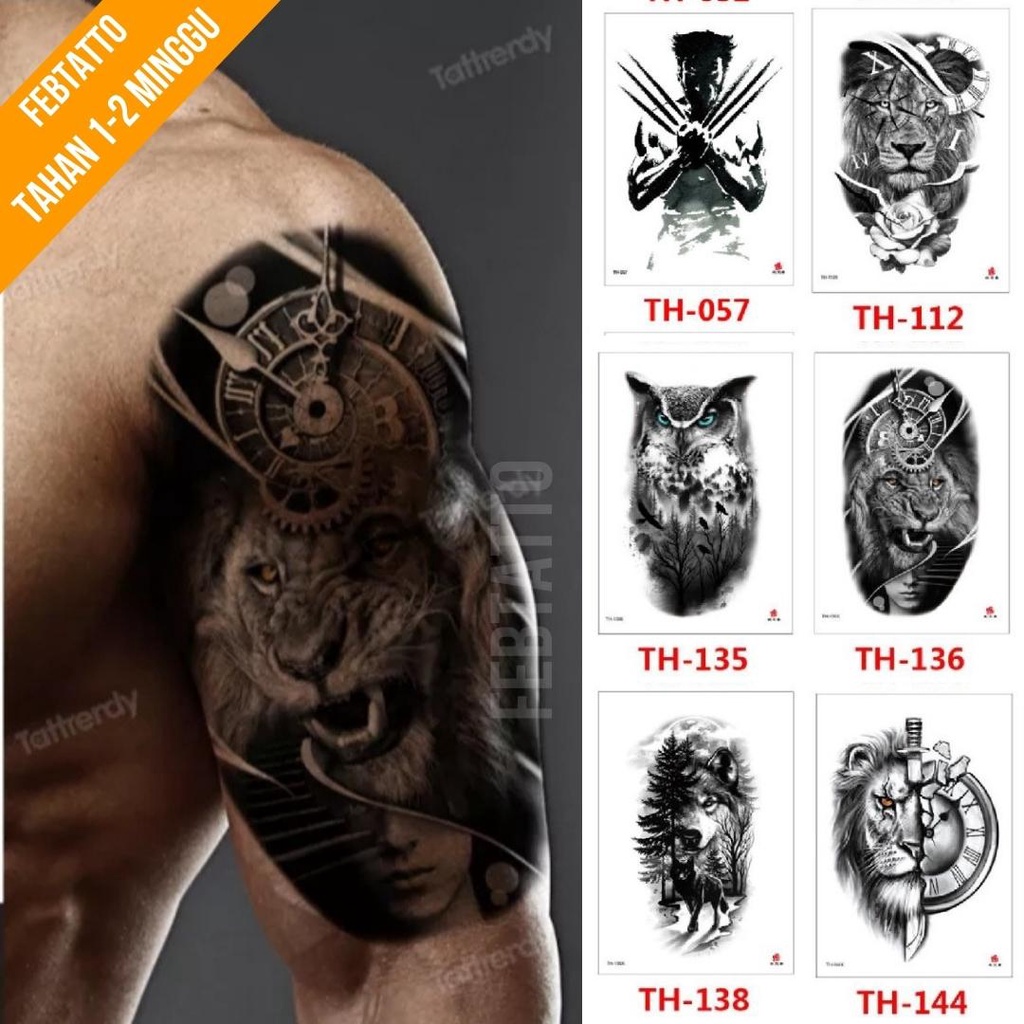 Jual Tato Temporer Ukuran 21cm x 15cm Motif Singa kompas TH 136 Tato ...