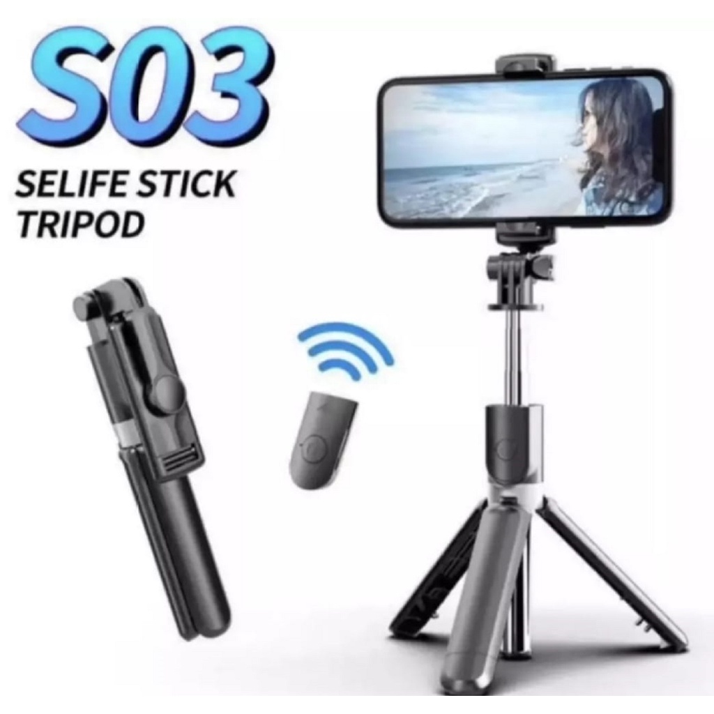 Jual tripod bluetooth S03 TRIPOD 3 in 1 / Tongsis Bluetooth With Remote ...