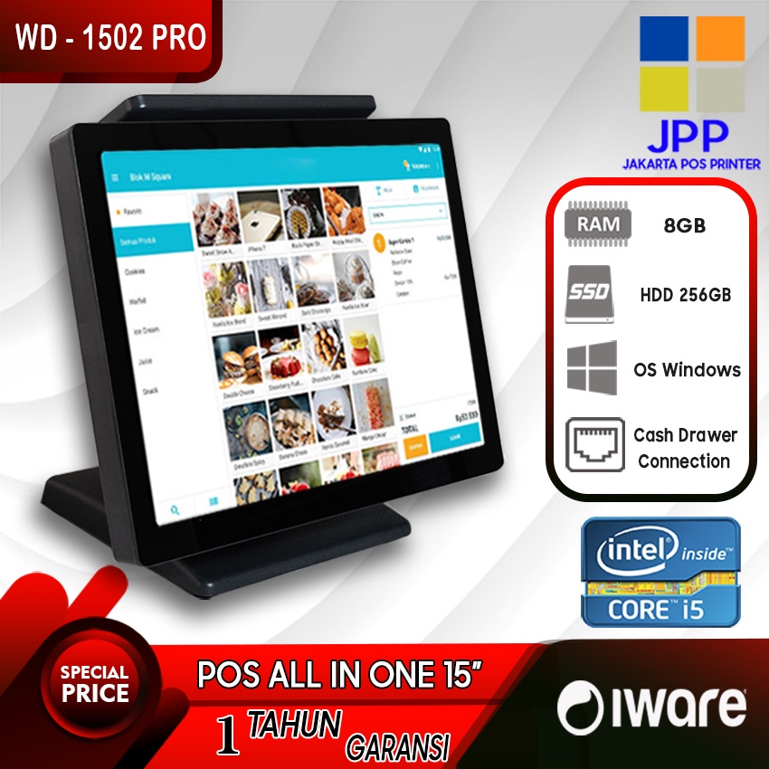 Jual Mesin Kasir All In One Desktop POS IWARE WD-1502 PRO intel i5 Touchscreen System PC WD-1502 ...