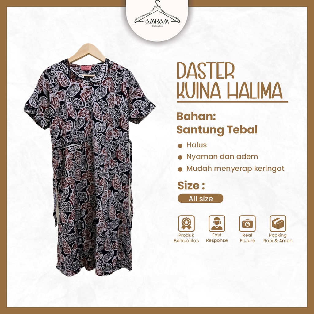 Jual Baju Daster Kuina Halima Premium Wanita Perempuan Lingkar Dada LD ...