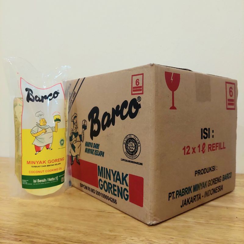Jual BARCO Minyak Goreng Kelapa Refill Pouch 1 Liter - 1 Dus (Isi 12 Pcs) | Shopee Indonesia