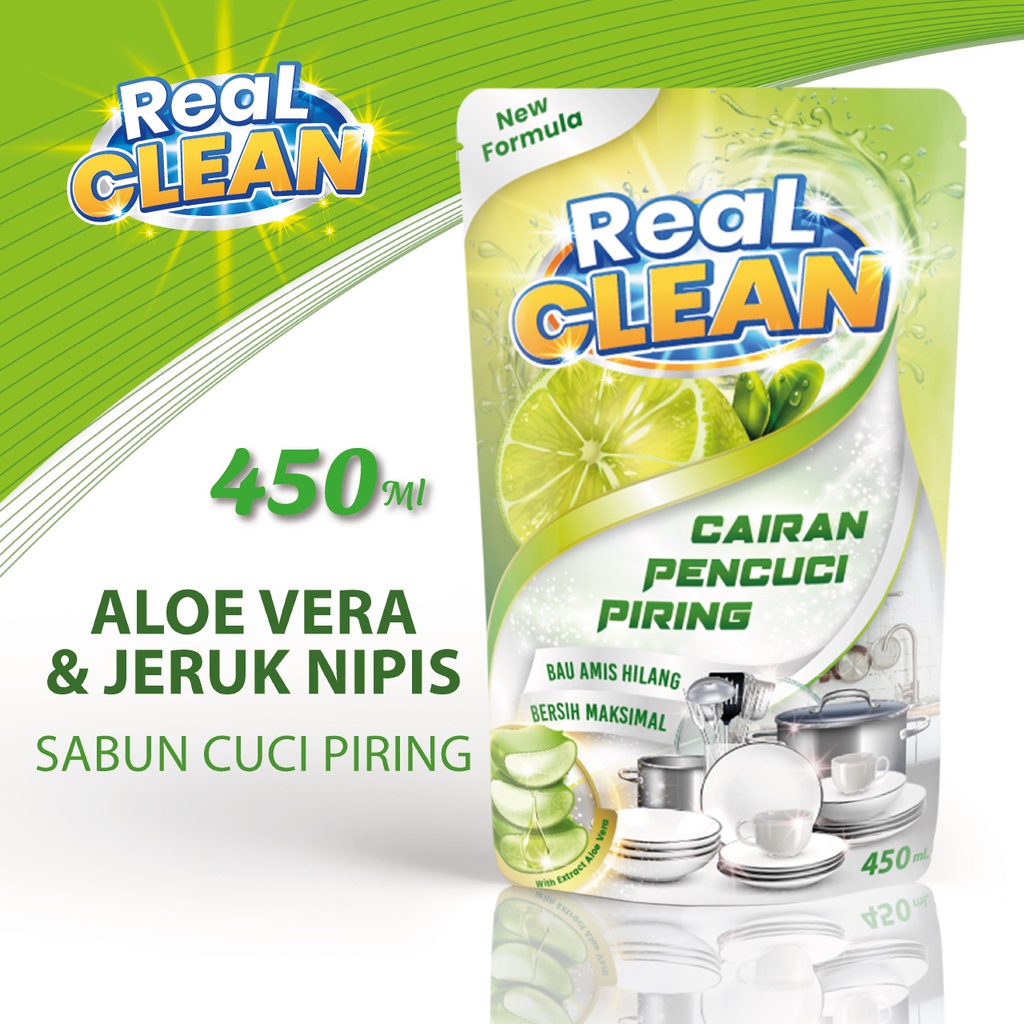 Jual Real Clean Sabun Cuci Piring Extra FRESH LIME & ALOE VERA Pouch ...