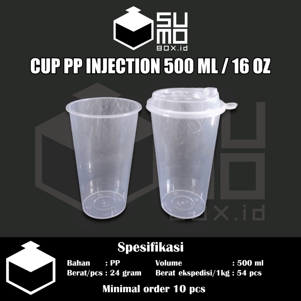 Jual Gelas plastik 500ml + Tutup PP Cup Injection Reusable / Thinwall 16OzTebal Boba Cheese Tea ...