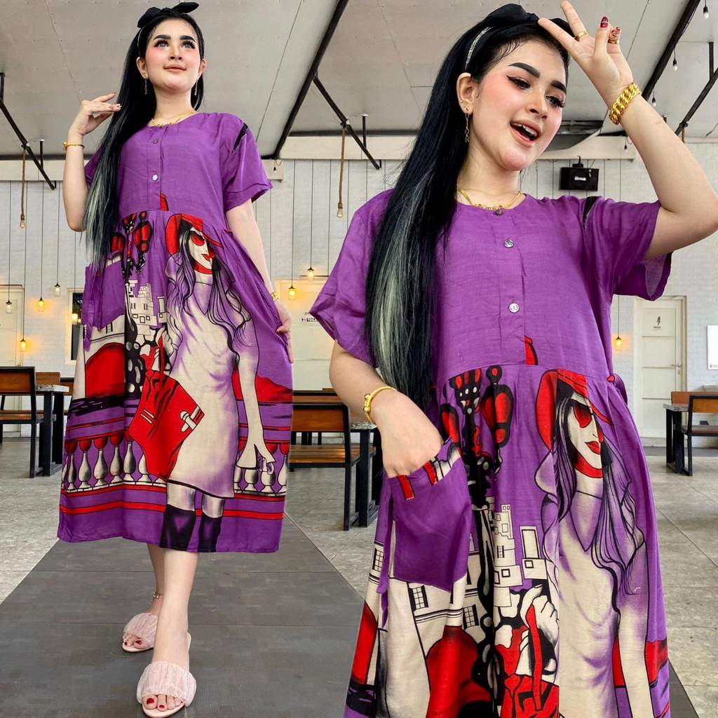 Jual DRESS CIBI BUSUI KANCING DEPAN SAKU DEPAN TALI SAMPING MODEL ...