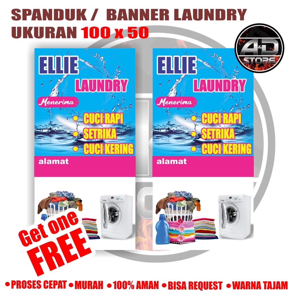 Jual BANNER / SPANDUK LAUNDRY CUSTOM ukuran 100x50 (BUY ONE, GET ONE ...